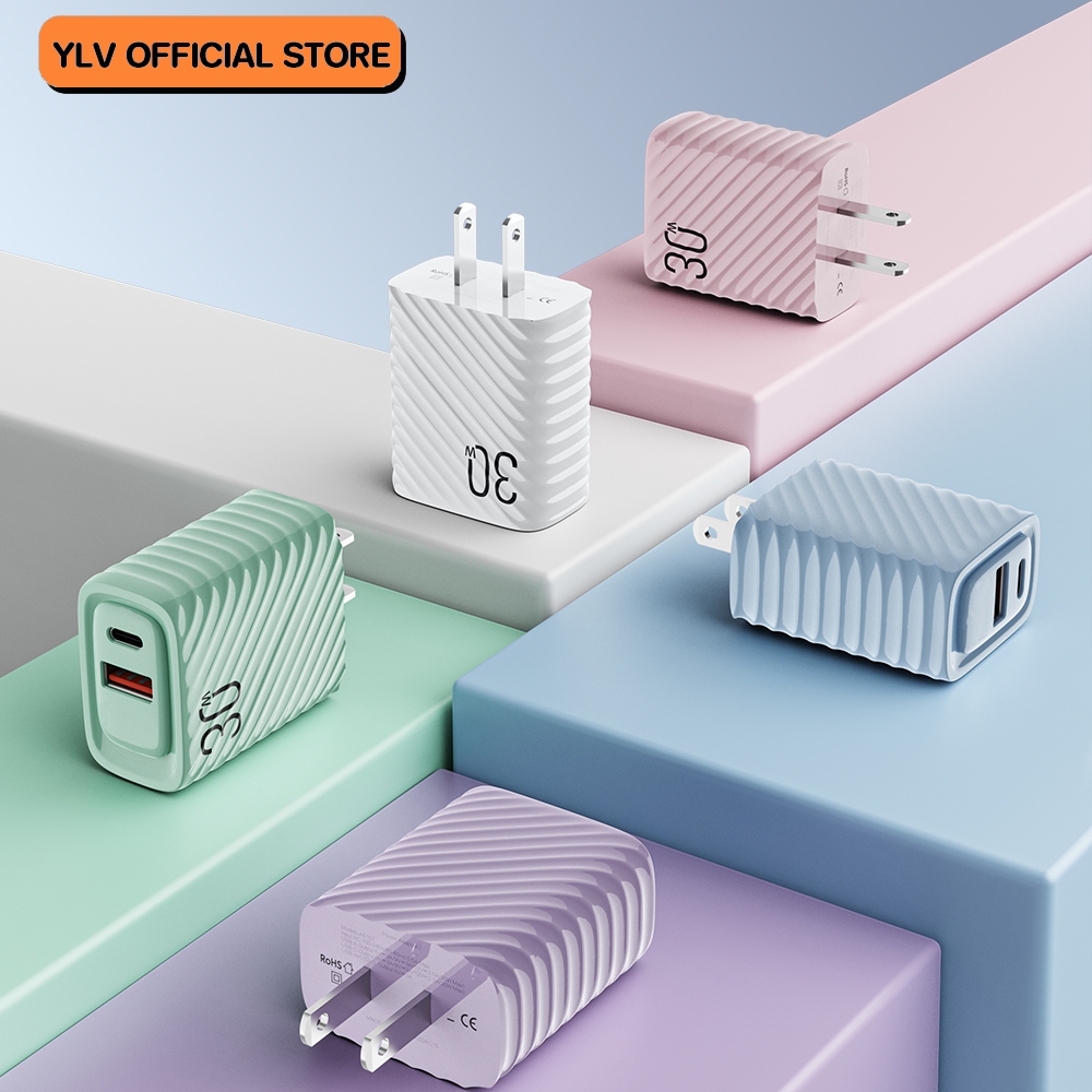 🔥ประกัน 1 ปี YLV หัวชาร์จเร็ว 30W Type-C + USB-A อะแดปเตอร์ รองรับ ...
