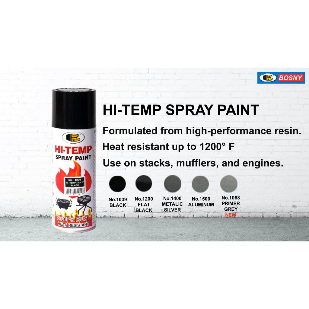 สีสเปรย์ทนความร้อน Bosny HI-Temp Spray Paint 1200F (648 องศาเซลเซียส ...