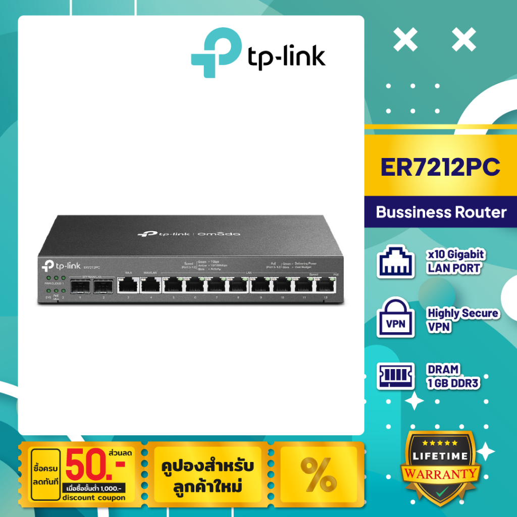 TP-LINK Omada 3-in-1 Gigabit VPN Router รุ่น ER7212PC | Shopee Thailand