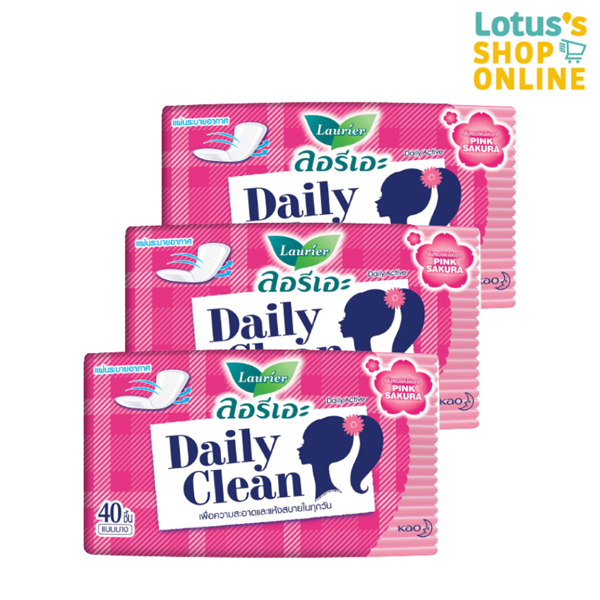 [ทั้งหมด 3 แพ็ค] ลอรีเอะ แผ่นอนามัยแบบบาง เดลี่ คลีน กลิ่นพิงค์ซากุระ ...