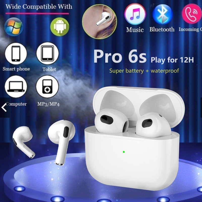 TWS Pro6s หูฟังบลูทูธไร้สาย เสียงดี คุณภาพดี พร้อมไมโครโฟนกันน้ำ สําหรับ Android และสมาร ์ทโฟน ...