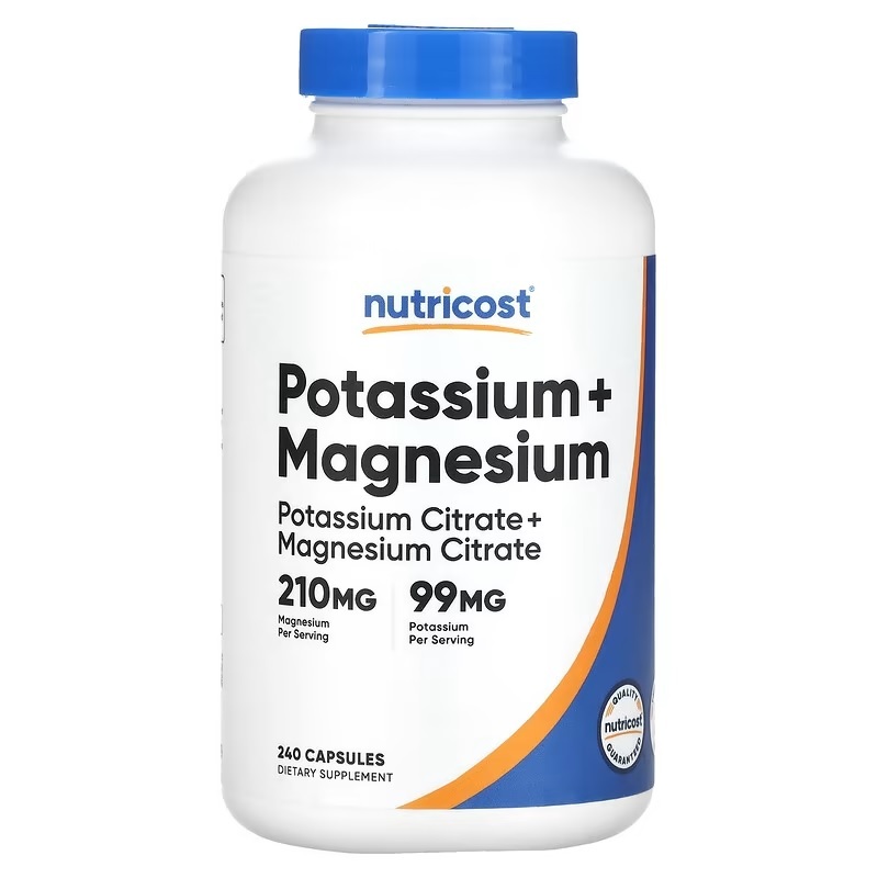 โพแทสเซียม + แมกนิเซียม Potassium + Magnesium, 240 Capsules, Nutricost ...