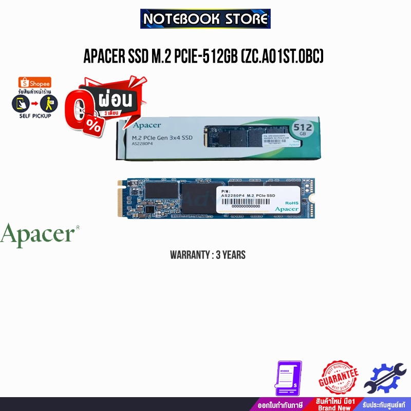 [ผ่อน 0% 3 ด.]APACER SSD M.2 PCIE-512GB (ZC.A01ST.0BC)/ประกัน 3 Year ...