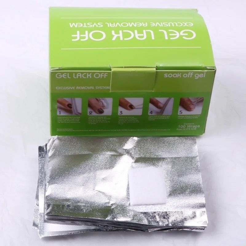 ฟอยล์ห่อเล็บ สำเร็จรูปพร้อมสำลี GEL LACK OFF 100 pcs. 100 ชิ้น | Shopee ...