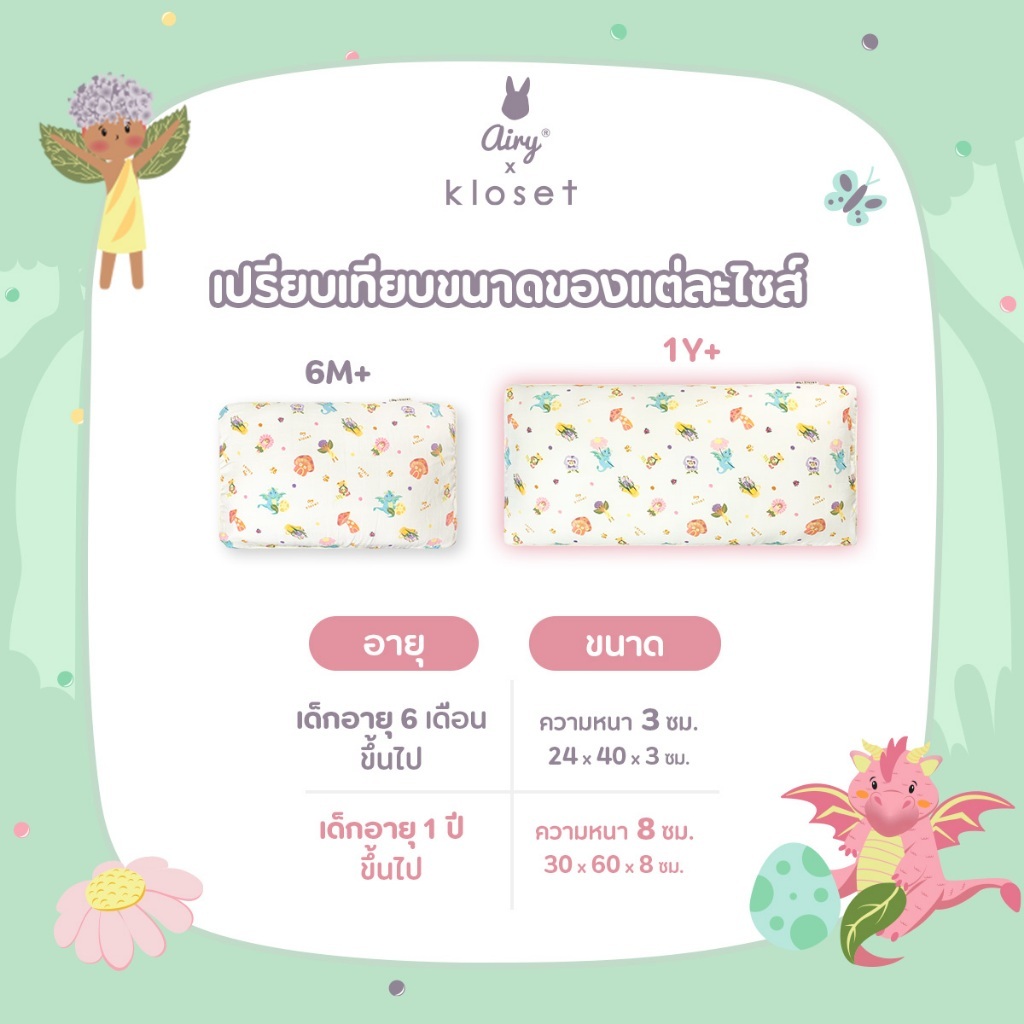 AIRY (แอร์รี่) Airy x Kloset หมอนหนุนระบายอากาศ เนื้อผ้านุ่ม ทนทาน ...