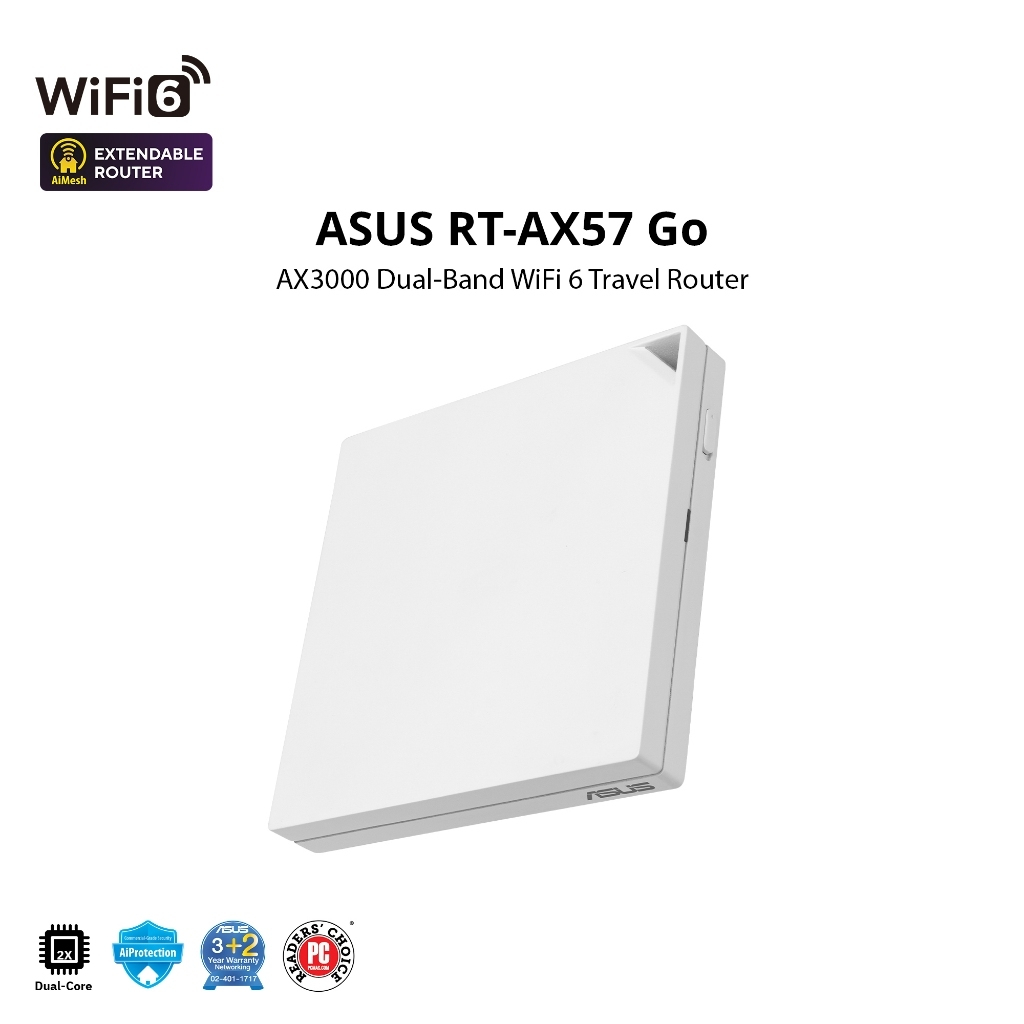 ASUS RT-AX57 Go AX3000 Dual Band WiFi 6 (802.11ax) Travel Router ...