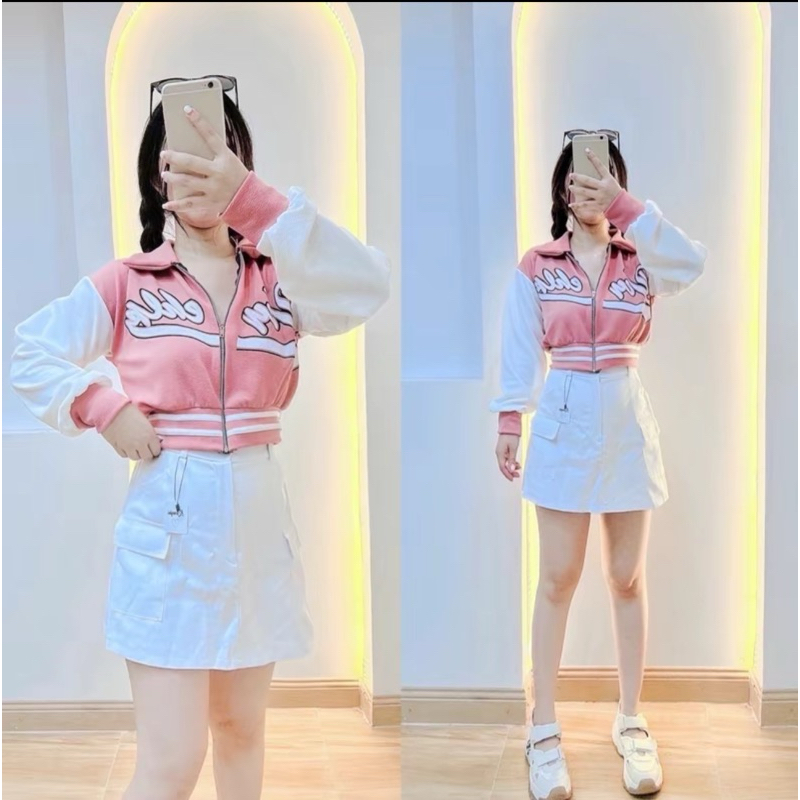 เสื้อครอปซิปหน้า แต่งเส้น แขนยาว YEW EHIK | Shopee Thailand