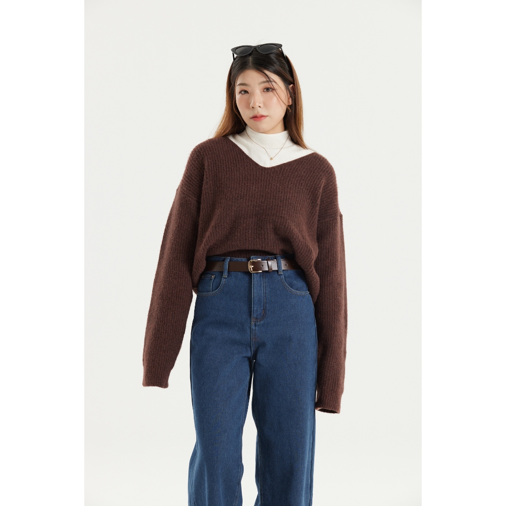 [Coatto.bkk] เสื้อไหมพรมคอวี เนื้อหนา ผสมผ้าวูล (Sw78) | Shopee Thailand