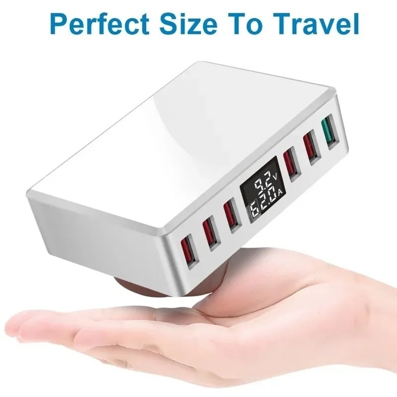 ⚡6 Port USB Charger ⚡QC 3.0 Fast Charging LCD ดิจิตอลจอแสดงผล Multi ...