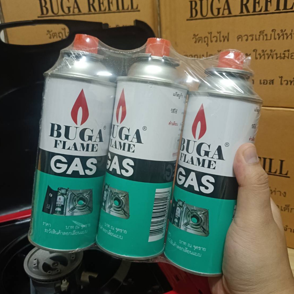 ส่งฟรี แก๊สกระป๋องสำหรับเตาปิคนิค Buga Gas ขวดใหญ่ 355กรัม แพ็ค 3 ...