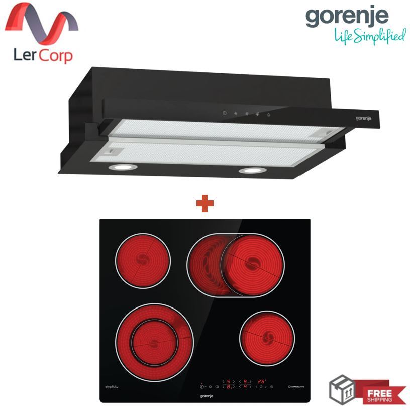 (Gorenje) เครื่องดูดควันแบบฝัง TH64E4BG + เตาไฟฟ้าเซรามิคแบบติดตั้งฝัง ...