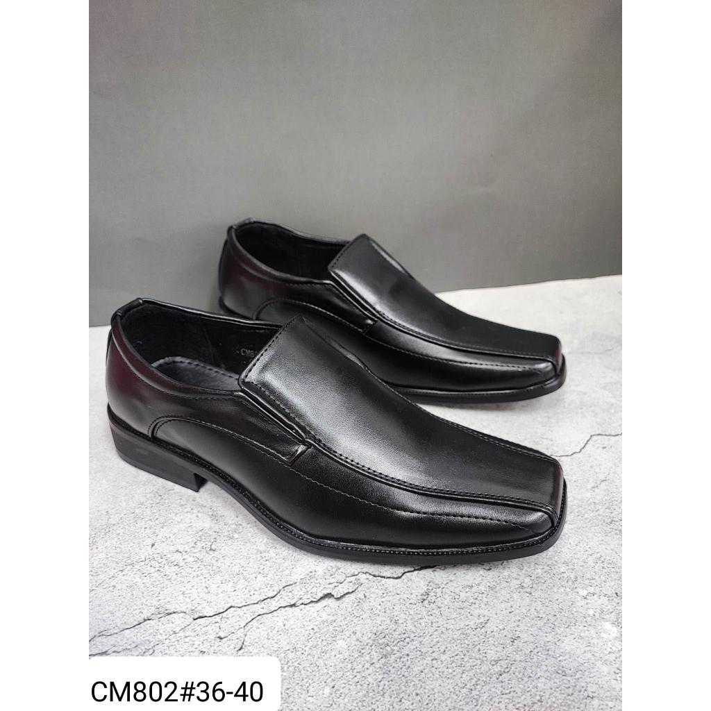 CM802,CM803รองเท้าหนังสีดำผู้หญิงมีส้นไซส์36-40 | Shopee Thailand