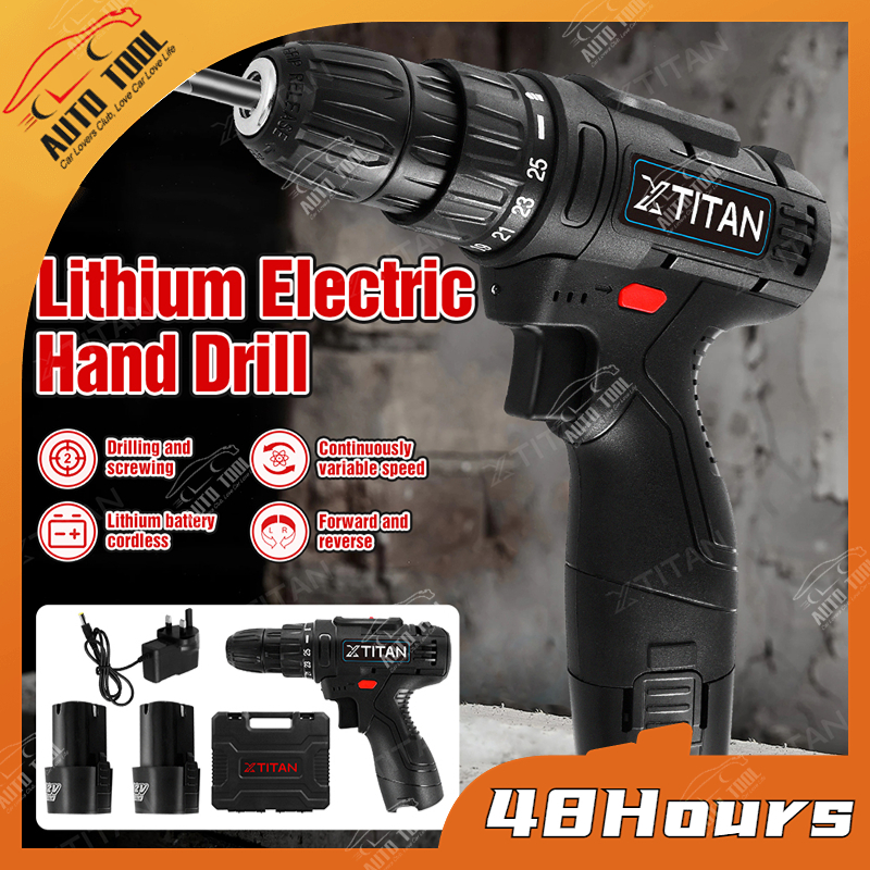 CLC 【XTITAN】12V ชุดประแจแบตเตอรี่ลิเธียม สว่านไร้สาย ชุดไขควงแบตเตอรี่ลิเธียมสีแดง แบตเตอรี่ 2 ...