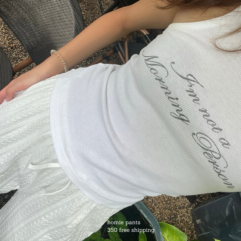 homie pants กางเกงสีขาวผ้าทอ | Shopee Thailand