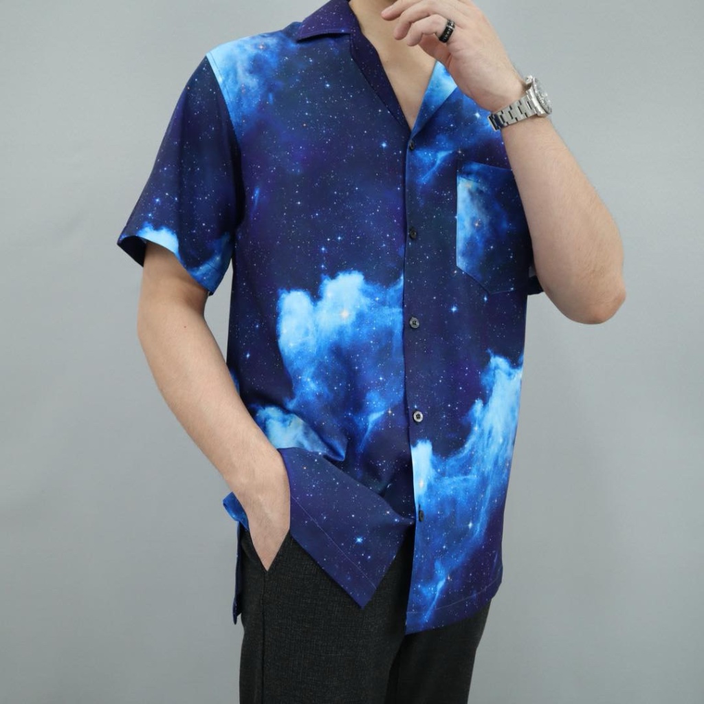 เสื้อฮาวายผ้าไหมญี่ปุ่นลายสกายไนท์บลู (H228) The Premium Original ...