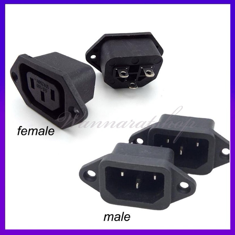 3 Pin AC IEC ซ็อกเก็ตตัวผู้ ตัวเมีย ตรง สายชาร์จ สายเคเบิลต่อขยาย ปลั๊กไฟ เชื่อมต่อ C13 C14 10A ...