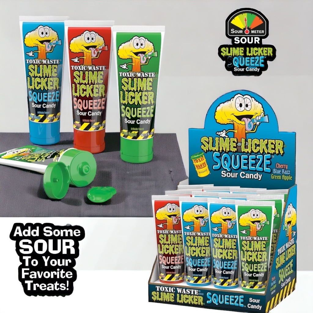 นำเข้า USA Couger'| Toxic Waste Slime Licker Sour Squeeze Candy (Green ...