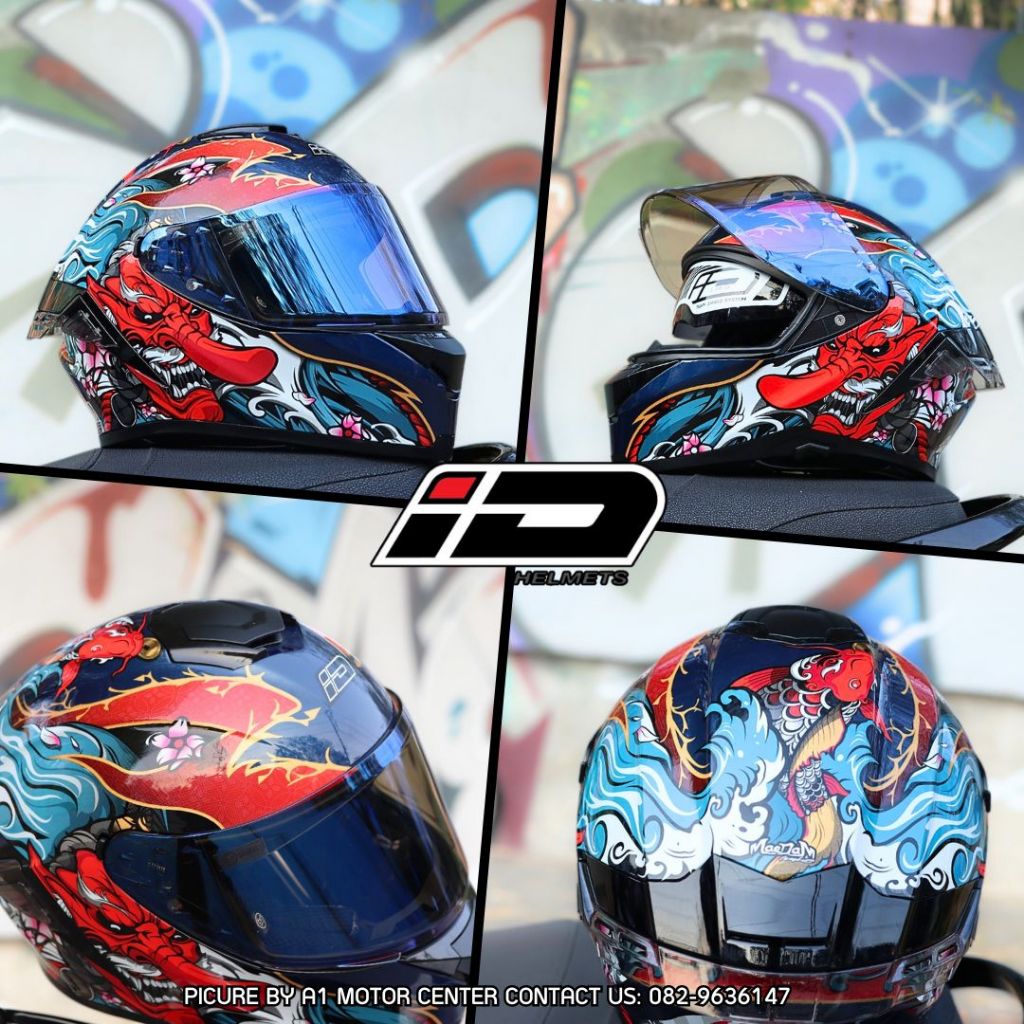 หมวกกันน็อคเต็มใบ แว่น 2 ชั้น ID Helmet รุ่น Zro แถมฟรีชิวใส 1 แผ่น ...