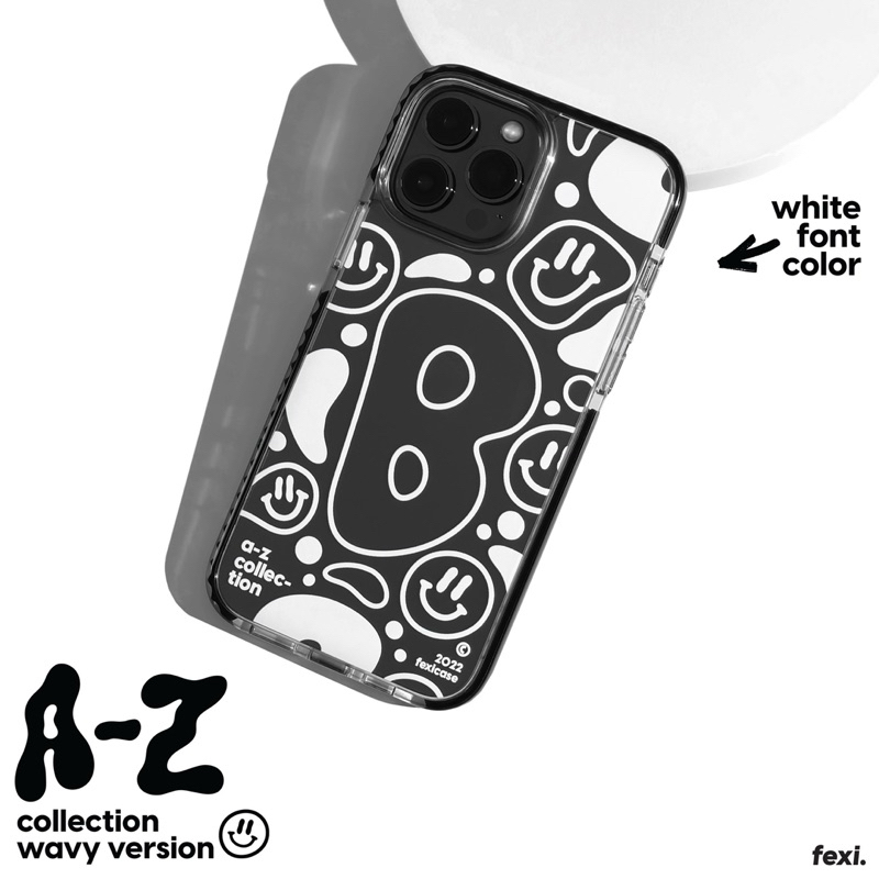 เคสไอโฟน “ Wavy Version A-Z collection ลายสกรีนสีขาว“ iPhone Case for 12 - 16 series & Samsung ...