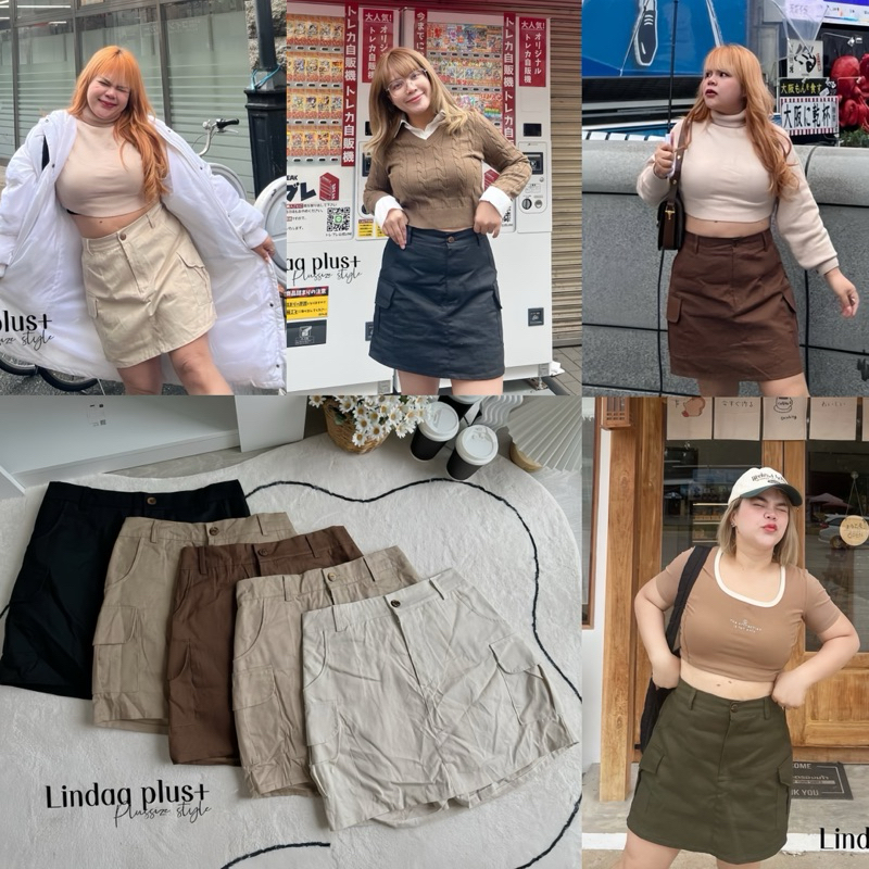 Linn กระโปรงกางเกง (รุ่นกระเป๋า4) กระโปรงกางเกงสาวอวบ เอว32-48นิ้ว | Shopee Thailand