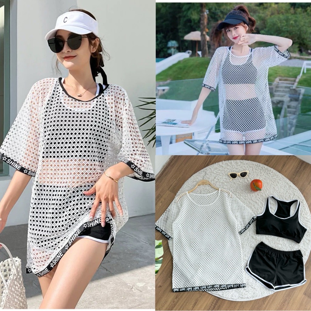 ⚡️[พร้อมส่ง] เสื้อคลุม เสื้อฮาวายพิมพ์ลาย ผ้าครัช #FF11 | Shopee Thailand