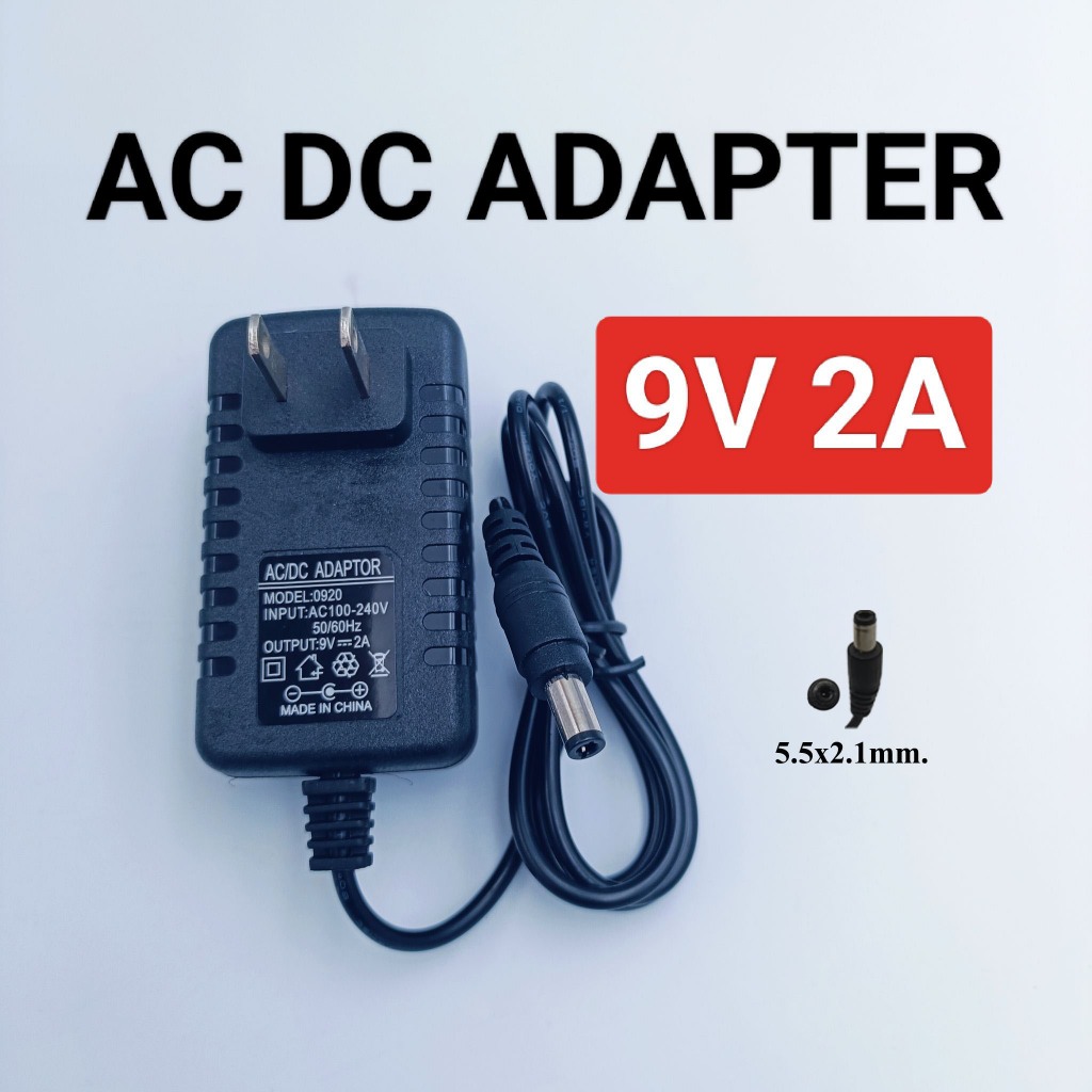 AC DC Adapter 9V 2A ไฟ LED พร้อมหลอดไฟสตริป 5.5x2.1mm 9โวล์ท 2แอมป์ ...