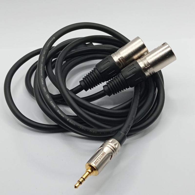 DYNACOM J296 สายTR-ST 3.5mmออกXLRผู้x2 1.5เมตร สายสัญญาณเสียง สายสัญญาณ ...