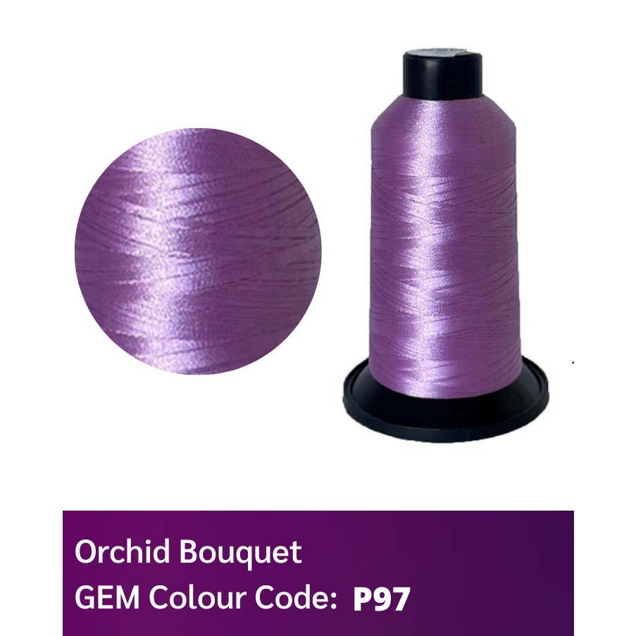 ไหมปัก GEM Embroidery Thread โทนม่วง Purple ซักฟอกสีไม่ตก 3,000 เมตร ...