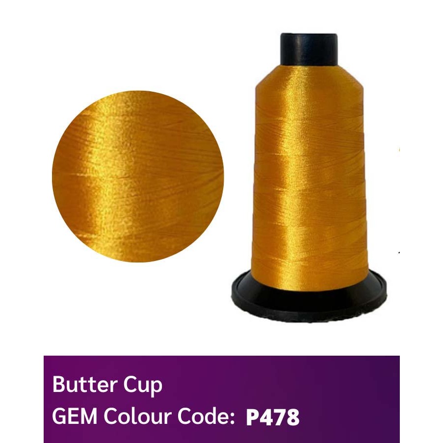 ไหมปัก GEM Embroidery Thread โทนเหลือง Yellow ซักฟอกสีไม่ตก 3,000 เมตร ...