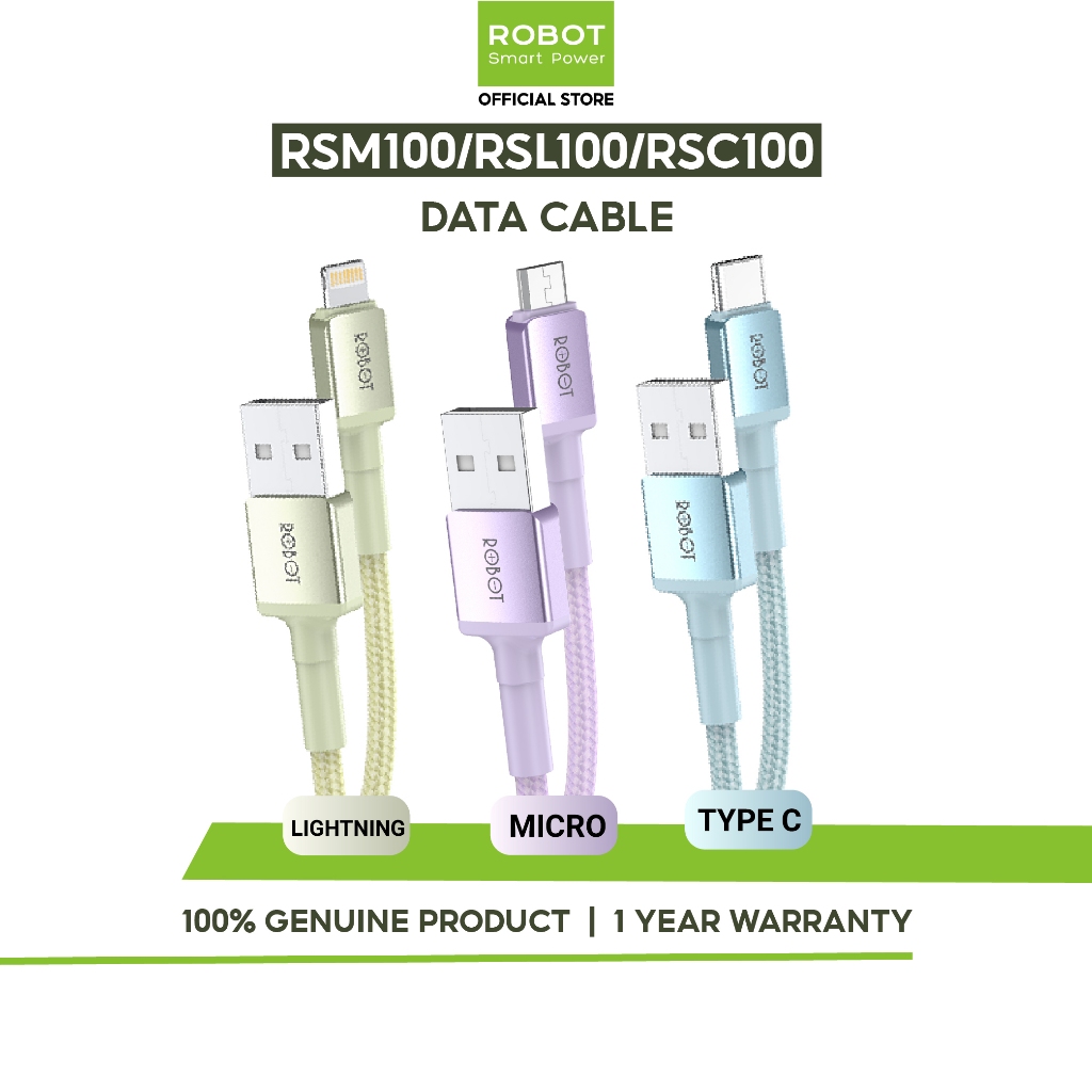 ROBOT สายชาร์จมือถือ รุ่น RSM100/RSL100/RSC100 ชาร์จเร็วสายถัก ความยาว ...