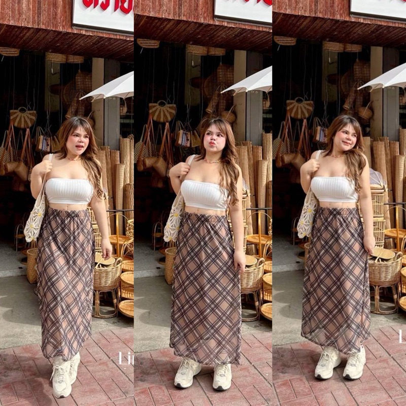 Linn กระโปรงยาว (ผ้าซีทรู) กระโปรงยาวสาวอวบ เอว32-46นิ้ว (มีไซซ์) | Shopee Thailand