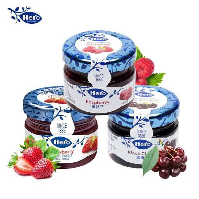 Hero jam 28g. fl ฮีโร่ แยมผลไม้ พกพา เล็ก สตอเบอรี่ / ส้ม / ราสเบอรี่ ...