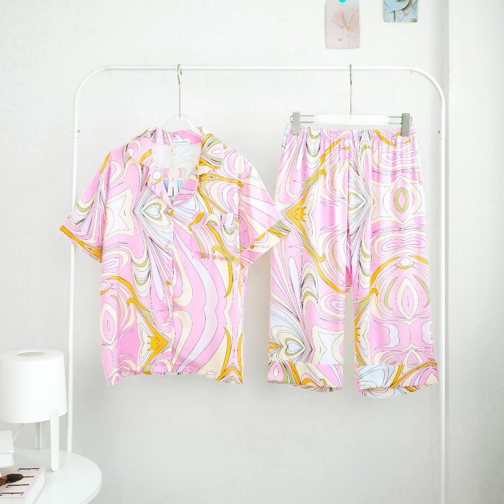 ชุดนอน Muslin pajamas Silk Satin รุ่น Butter Lilac (N3071 L3071 T3071 ...