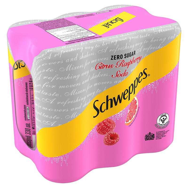 Schweppes Citrus Raspberry ชเวปส์ ซิตรัสราสเบอร์รี่ สูตรไม่มีน้ำตาล 330 ...