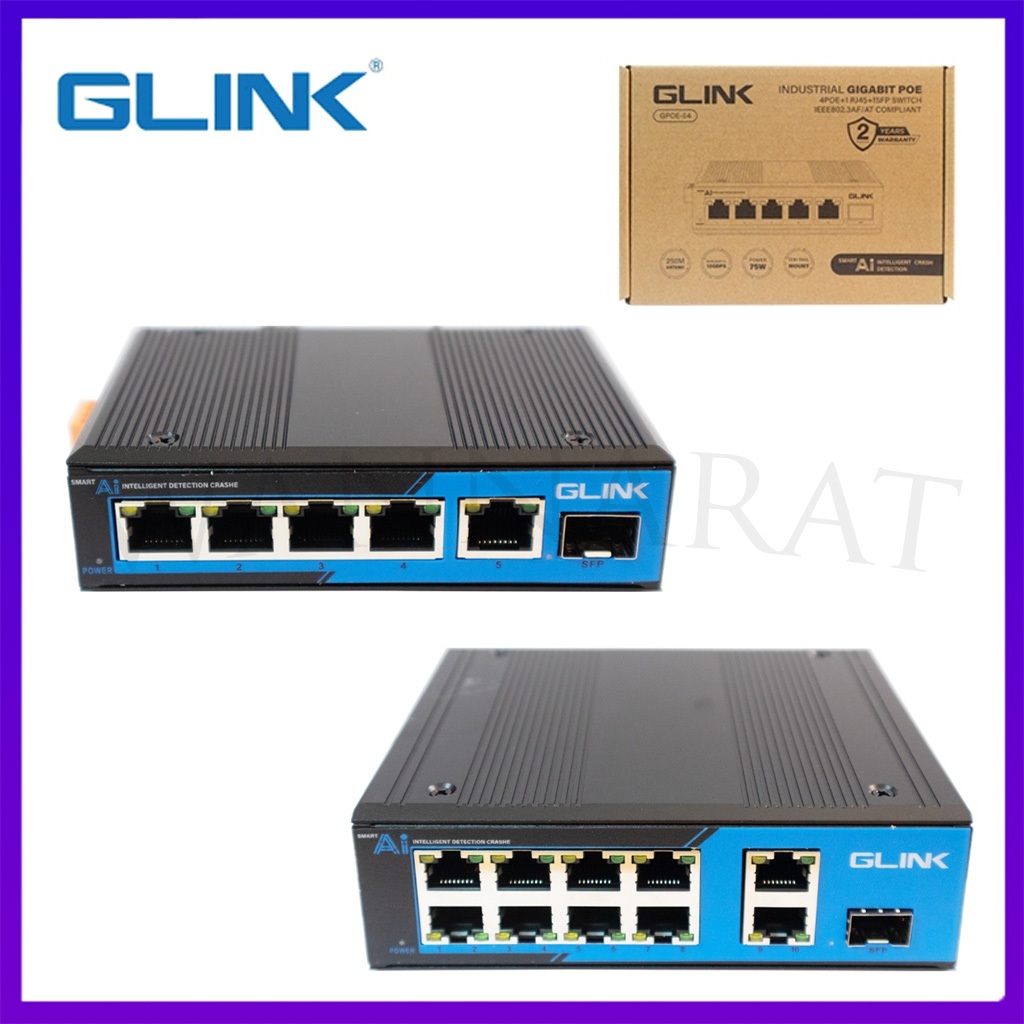 Glink GPOE-02 /GPOE-04/GPOE-05 Industrial Gigabit POE 4/8 Port+UPLINK 1 ...