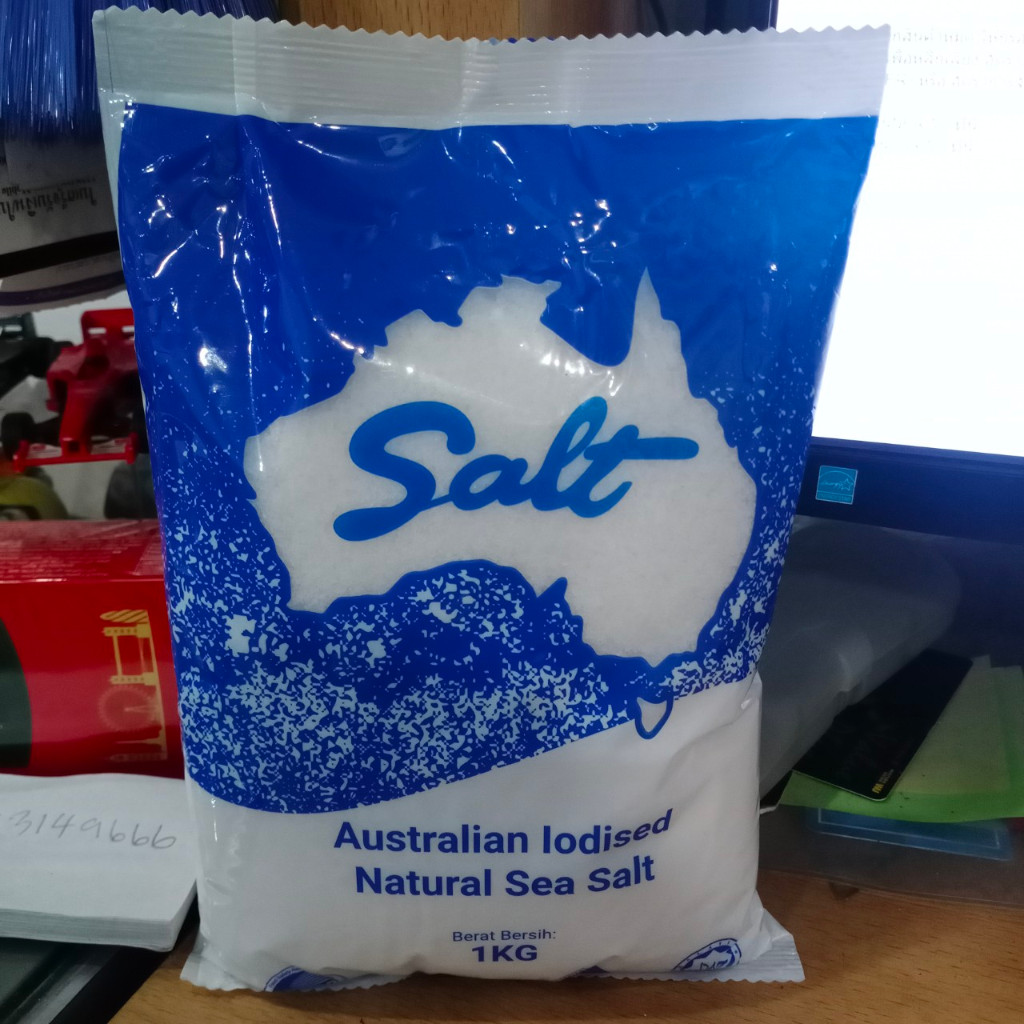 เกลือทะเล Australian iodised natural sea salt Product of australian Halal GMP HACCP 1kg | Shopee ...