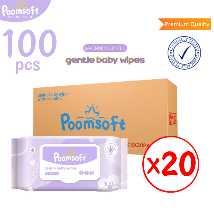 Poomsoft ลาเวนเดอร์ ทิชชู่เปียก 2000แผ่น 20แพ็ค Baby wipes Lavender ...