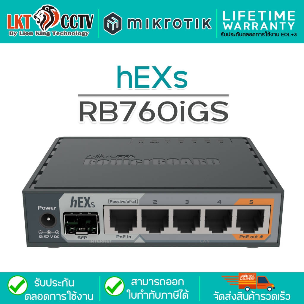 Mikrotik RB760iGS hEX S เราท์เตอร์ Gigabit Ethernet ห้าพอร์ต (สามารถออก ...