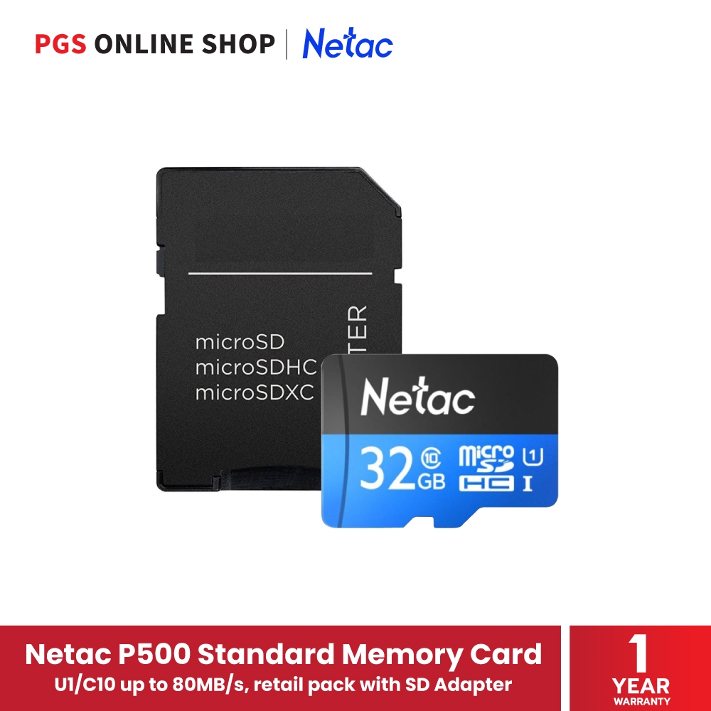 Netac P500 Standard Memory Card (เมมโมรี่การ์ด) U1/C10 up to 80MB/s ...