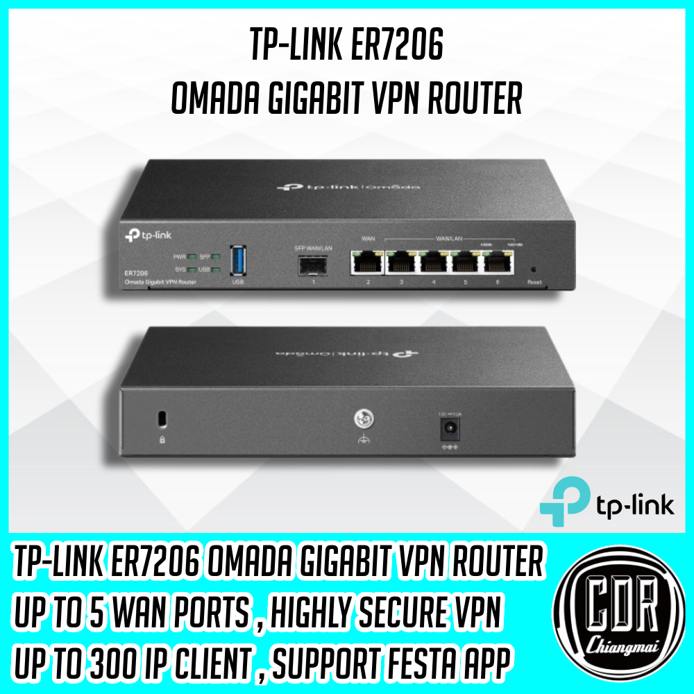 TP-LINK VPN ROUTER (วีพีเอ็น เราเตอร์) TP-LINK (TL-ER7206) SafeStream ...