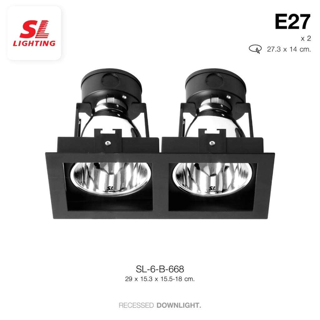 SL LIGHTING | Recessed Downlight โคมไฟดาวน์ไลท์ E27 แบบฝังฝ้า 2 ช่อง ...