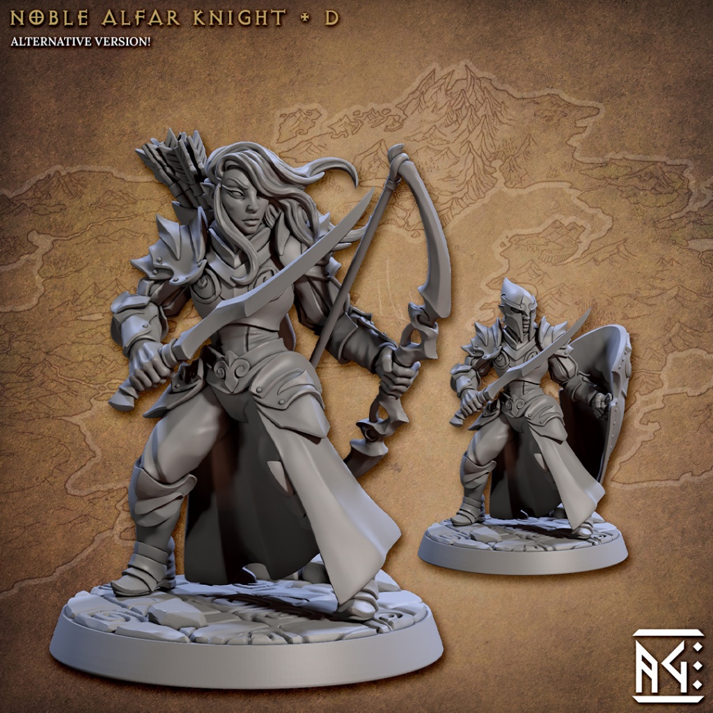 Noble Alfar Knight D - Noble Alfar - Humanoid Elf / 32mm scale 3D ...