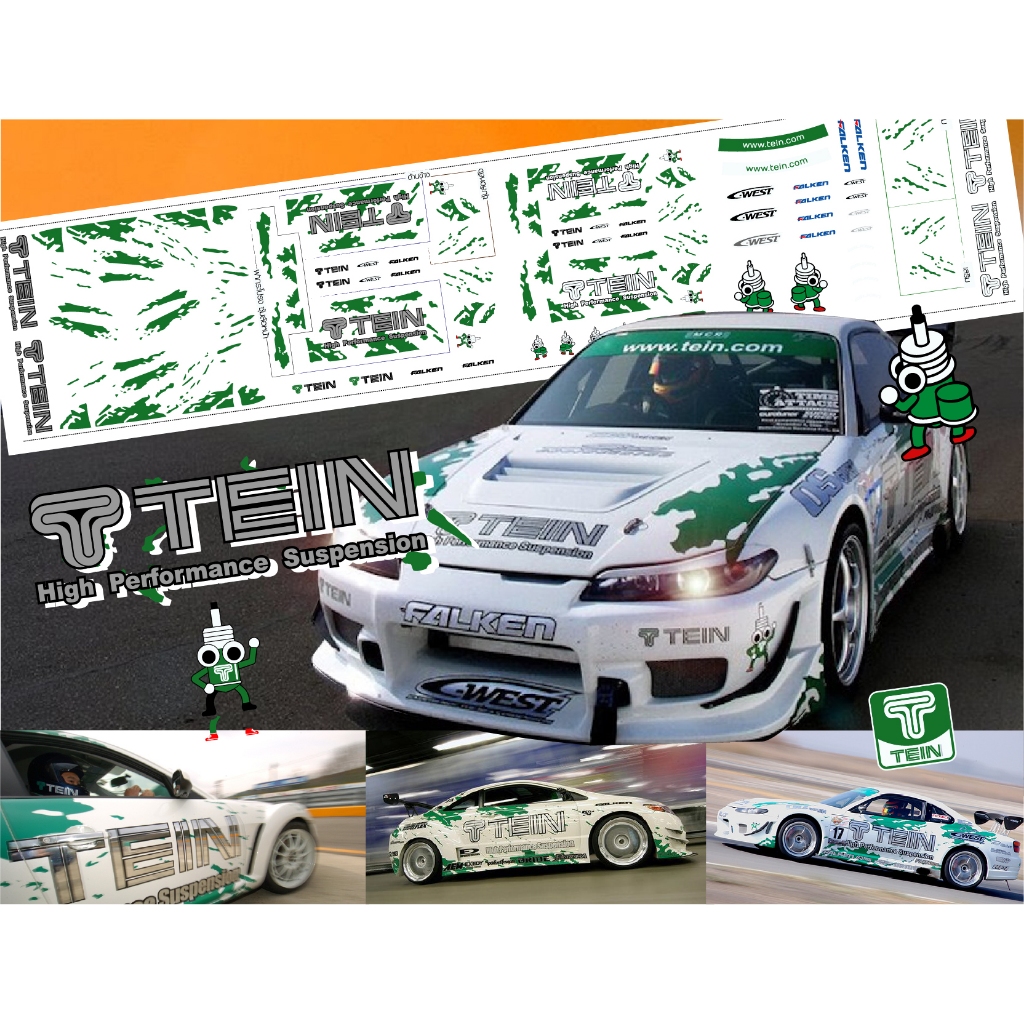 ดีคอลน้ำ TEIN Racing decal 1/64 water decal TEIN สำหรับโมเดลรถ Hotwheels tomy tomica majorette 1 ...
