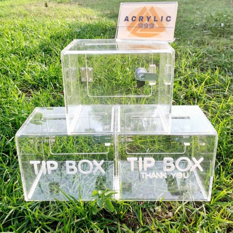 TIP BOX สีใส มี 3 แบบ อักษรขาว แผ่นหนา 3 มิล กล่องอะคริลิค tipbox กล่อง ...