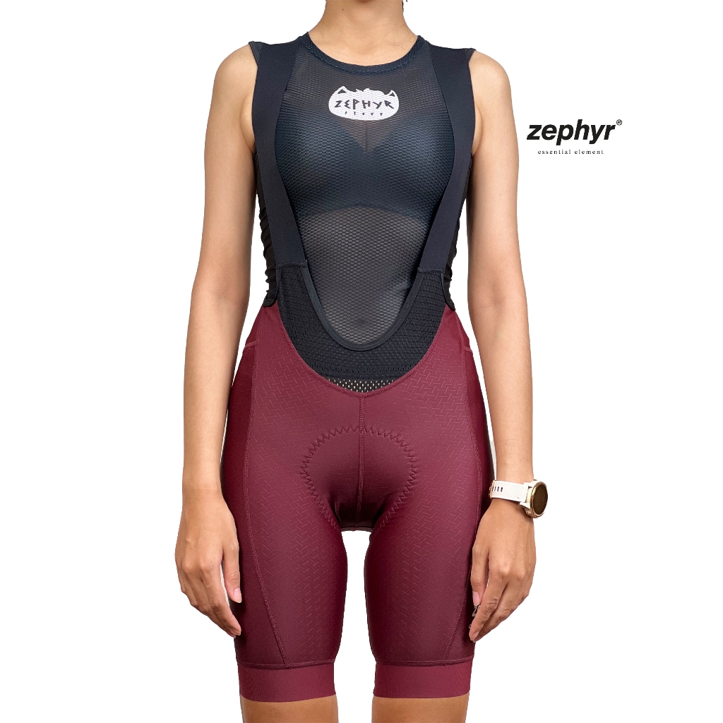 ZEPHYR ESSENTIAL BURGUNDY BIB SHORT 2024 WOMEN กางเกงจักรยาน เอี๊ยม กางกางเอี๊ยมจักรยาน | Shopee ...