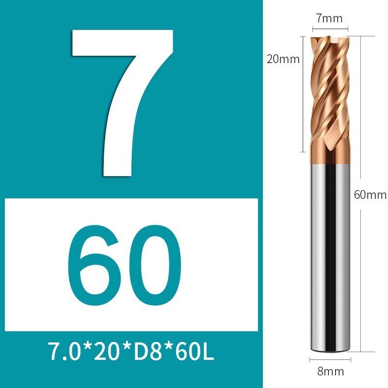 เอ็นมิลคาร์ไบด์ แข็ง55HRC 4ฟัน (M7-M12) ENDMILL CARBIDE 4 FLUTE ...