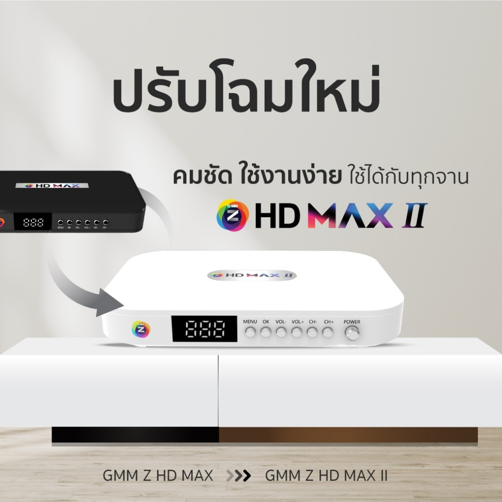 [ฟรี! เสา USB WiFi] กล่องรับสัญญาณดาวเทียม GMM Z HD MAX II | Shopee Thailand