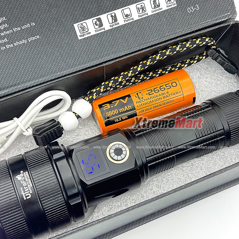 ชุดเซตไฟฉายซูม Ultrafire FA-P208 หลอด LED 2000lumen 5-Mode มีจอแสดง ...