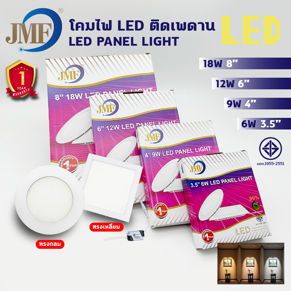 พร้อมส่งในไทย JMF-LED PANEL LIGHT โคมไฟฝั่งฝา โคมติดเพดาน ไฟดาวไลน์ รุ่นใหม่ล่าสุด ประหยัดไฟ ...