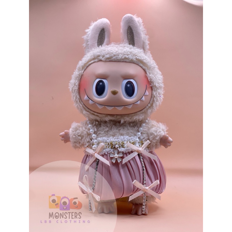 พร้อมส่ง ชุดลาบูบู้ มาการอง Labubu macaron ไซด์พวงกุญแจ ชุดเดรสชมพูแต่ง ...